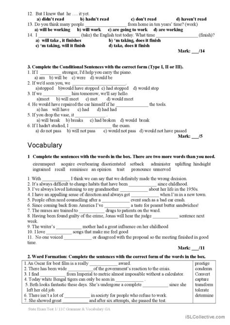Grade State Exam English Esl Worksheets Pdf Doc Worksheets Library