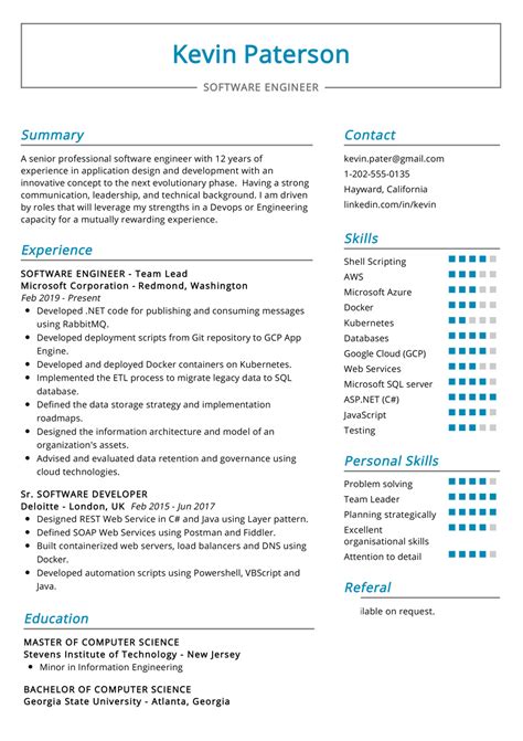 Software Engineer Resume Example In Resumekraft