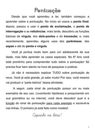 Livrinho explicacao e atividades de pontuação PDF