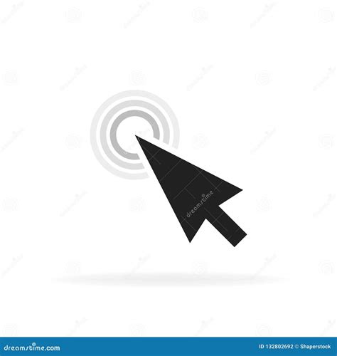 Computer Mouse Click Cursor Gray Arrow Icon Vector Illustration Stock