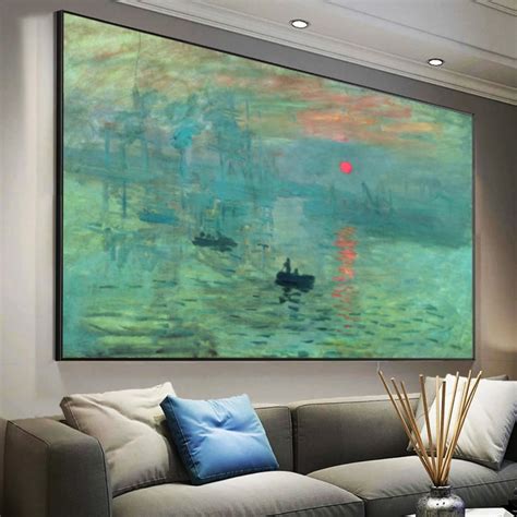 Quadro Claude Monet Impressão Nascer Do Sol 1872 90x60 cm BORDA