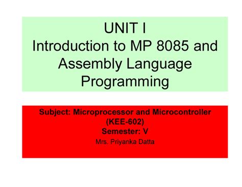 8085 notes 8085 unit i introduction to mp 8085 and assembly language programming subject