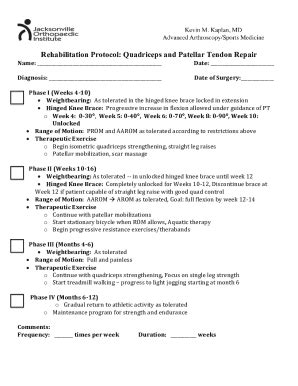 Fillable Online Rehabilitation Protocol Quadriceps And Patellar Tendon