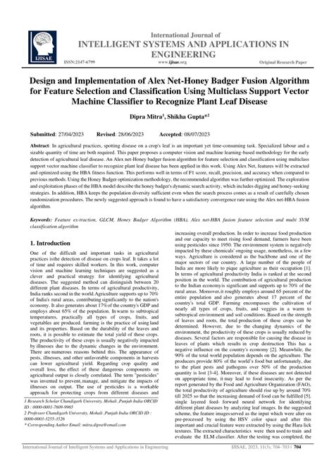 pdf design and implementation of alex net honey badger fusion algorithm for feature selection