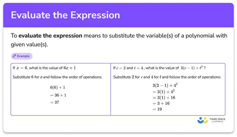 evaluate the expression steps examples and questions