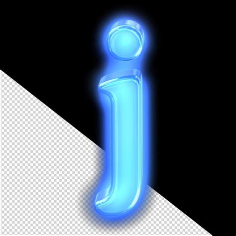 A letra j do símbolo azul neon PSD Premium
