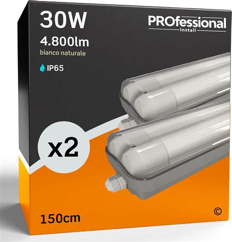Eurocali 2 Plafoniere LED 150 Cm Con 2 Tubi 48W 6000 Lumen