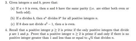 solved 3 given integers and b prove that if a b is even then and b have the same parity