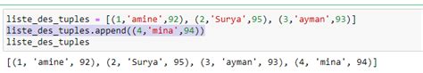 Tuto Python créer et manipuler une liste des tuples Tutoriel Python
