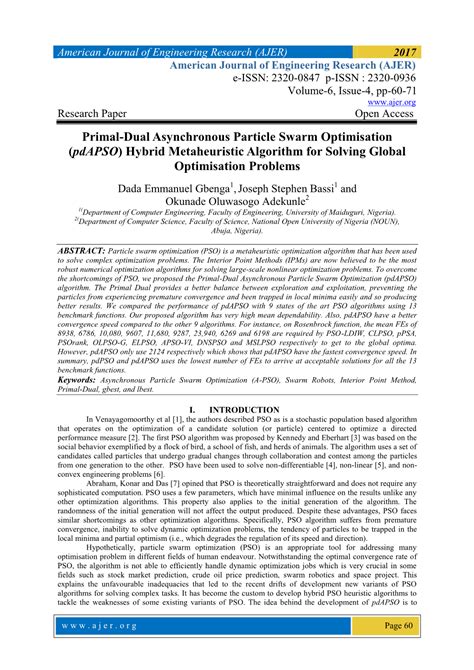 primal dual asynchronous particle swarm optimisation pdapso hybrid metaheuristic algorithm for