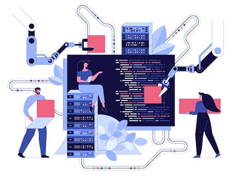 Concepto de programación de software y desarrollo web Vector Premium