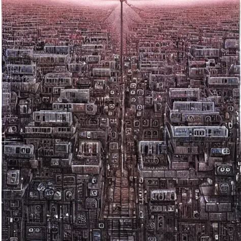 City Made Of Electronics By Hr Giger And Zdzislaw Stable Diffusion