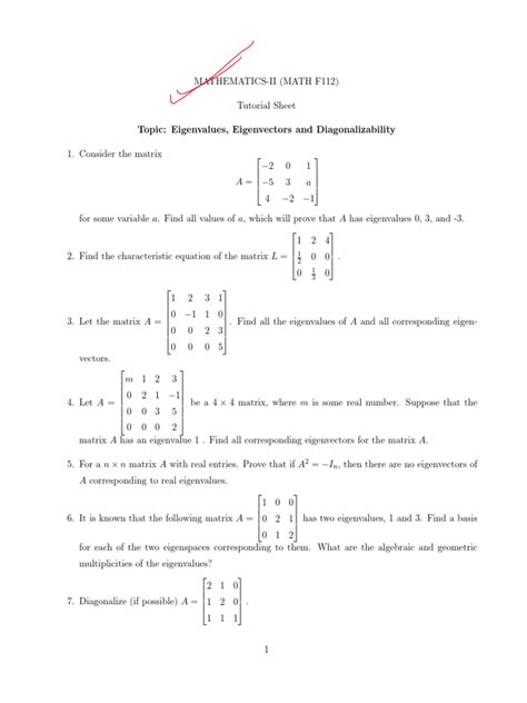 tutorial 5 pdf eigenvalues and eigenvectors algebra