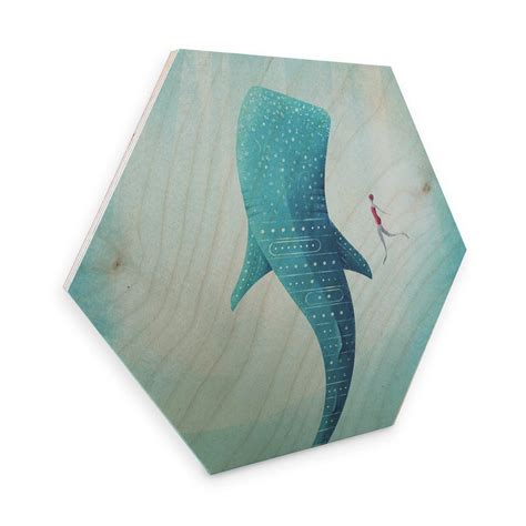 Hexagon Holz Birke Furnier Rivers Der Walhai Wall Art De