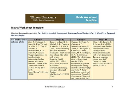 Usw Nurs Matrix Worksheet Template Matrix Worksheet Template