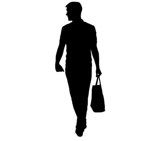 Silhueta De Um Homem Andando Sobre Um Fundo Branco Vetor Premium