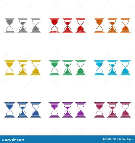Conjunto De Iconos De Reloj De Arena Aislados En Fondo Blanco
