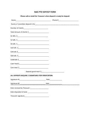 Fillable Online Naispto NAIS PTO DEPOSIT FORM Naispto Fax Email Print