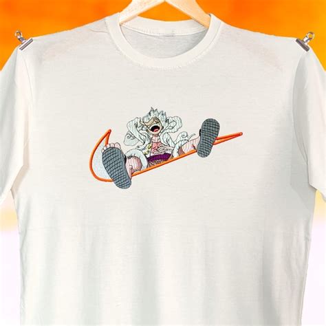 Camiseta Luffy Gear 5 Bordado 100 algodão 30 1 Penteado Camisas Anime