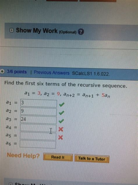 solved find the first six terms of the recursive sequence