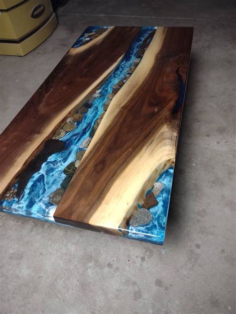 Live Edge Epoxy Resin River Table River Rock Ocean Table Dining