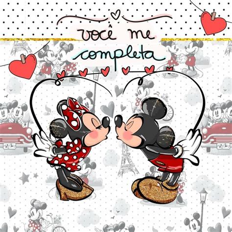 Mickey And Minnie Kissing Each Other In Front Of The Eiffel Tower With