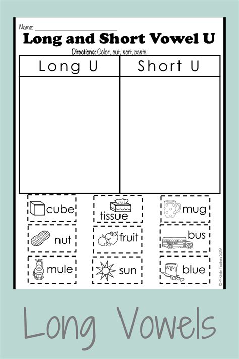Long Vowel Sounds A E I O U Worksheets