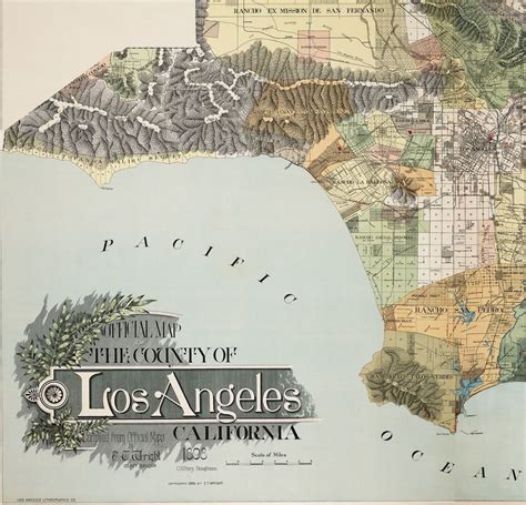 An Old Map Of The City Of Los Angeles California