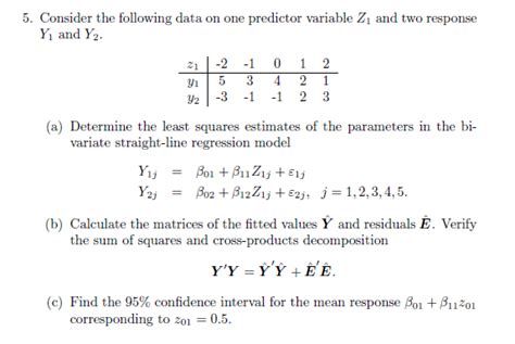solved 5 consider the following data on one predictor