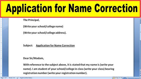 How Do I Write An Application Letter For Name Correction Templates