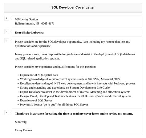Sql Developer Cover Letter Velvet Jobs