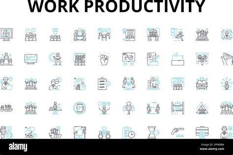 Work Productivity Linear Icons Set Efficiency Motivation Focus Time