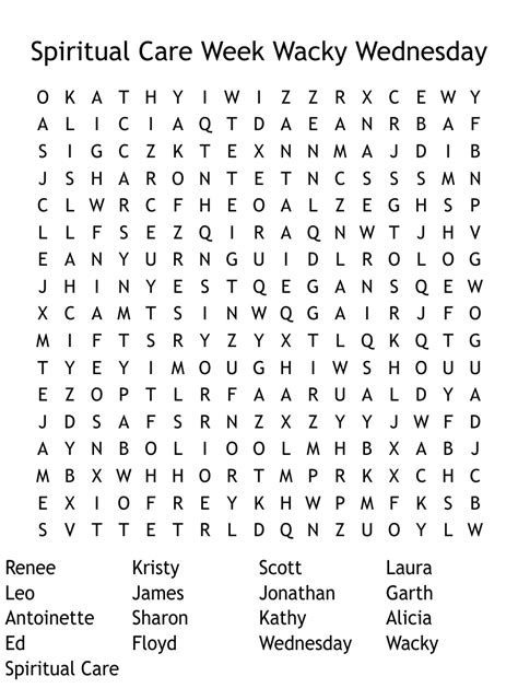 Spiritual Care Week Wacky Wednesday Word Search Wordmint