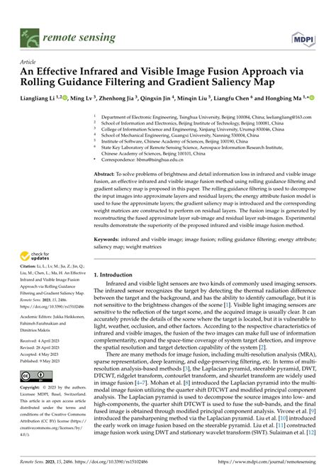 pdf an effective infrared and visible image fusion approach via rolling guidance filtering and