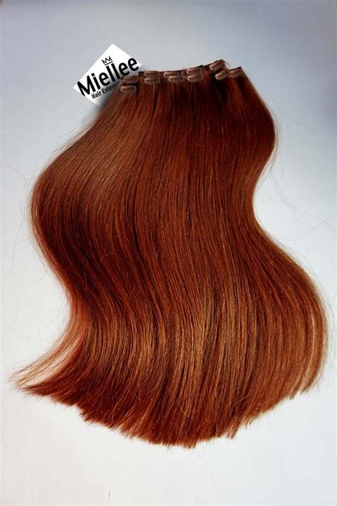 Clip In Extensions Light Copper Red Silky Straight Remy Human Hair Miellee Hair Company