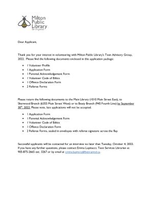 Fillable Online Teen Volunteering Milton Public Library Fax Email