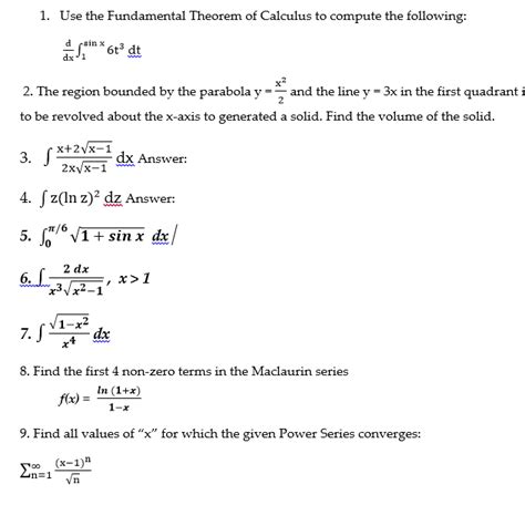 solved use the fundamental theorem of calculus to compute