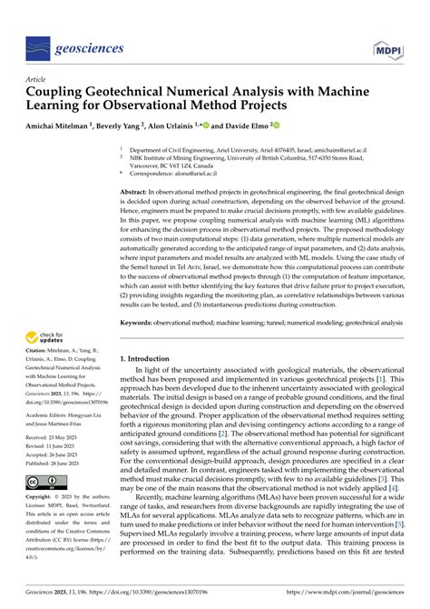 pdf coupling geotechnical numerical analysis with machine learning for observational method