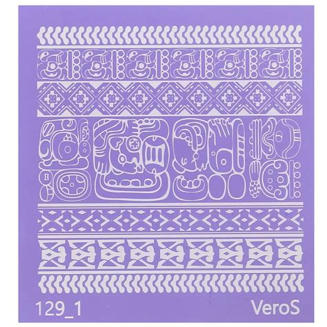 Silk Screen VeroS pour pâte polymère 90x90 mm Motif aztèque n129 1