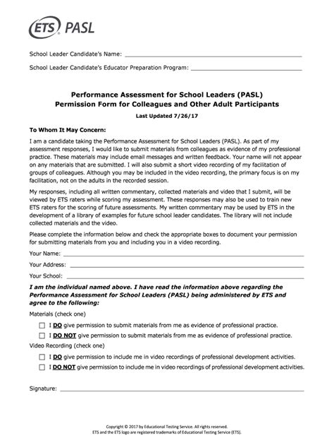 Fillable Online Ppat Assessment Permission Form For Colleagues And