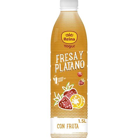 Yogur líquido con fresa y plátano sin gluten botella 1 5 l REINA