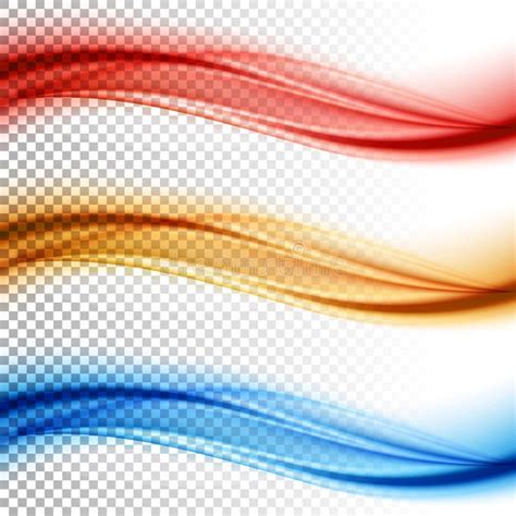 El Vector De Onda Liso Abstracto Del Color Fijó En Fondo Transparente