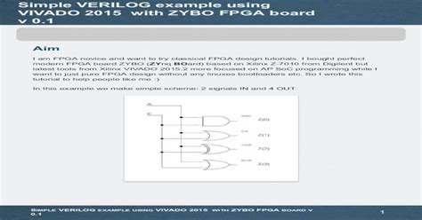 pdf simple verilog example using vivado 2015 with zybo fpga · latest tools from xilinx