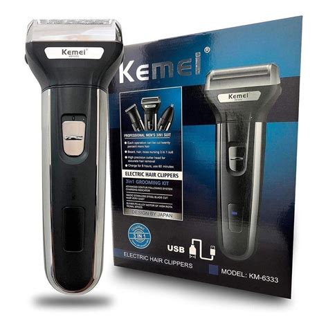 Barbeador E Cortador De Cabelo Kemei Km 6333 Preto 100V 240V Submarino