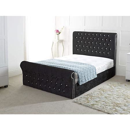 Chesterfield Sleigh Bed In Crushed Velvet Bed Frame Only 4FT6 Double