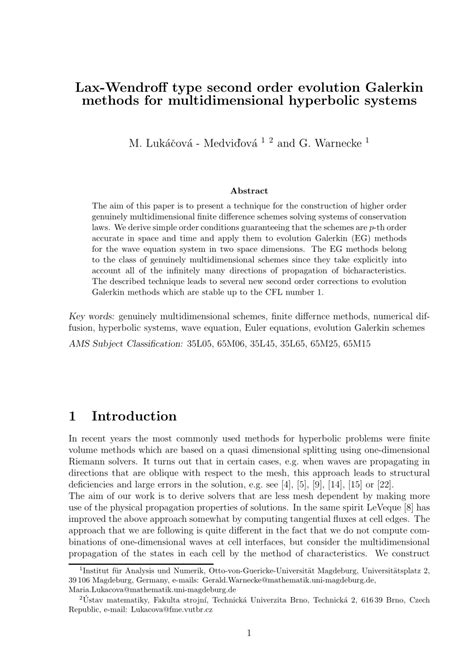 pdf lax wendroff type second order evolution galerkin methods for multidimensional hyperbolic
