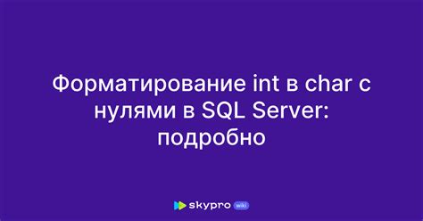 Int Char Sql Server