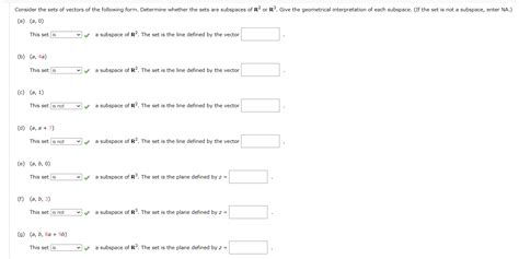solved consider the sets of vectors of the following form