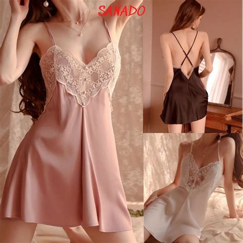 V06 Đ Đầm ngủ sexy lụa phối ren cao cấp váy mặc nhà gợi cảm quyến rũ