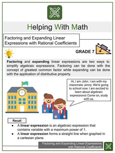 Factoring Expanding Linear Expressions Helping With Math